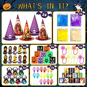 193 PCS Halloween Party Favors for Kids, Halloween Witch Hat Treats Bags Fillers with Halloween Toys and Slime, Bulk Toys for Halloween Goodie Bags Basket Stuffers, Gifts for Boys Girls