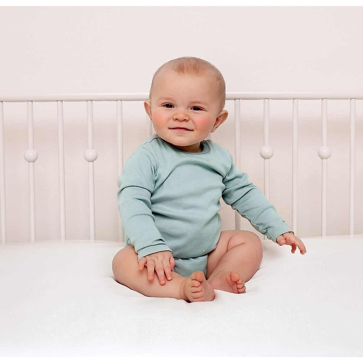 Crib Fitted Sheet by Pure Bamboo, Genuine 100% Organic Viscose Derived from Bamboo, Luxuriously Soft, Ultimate Cooling, Fits Standard Size Crib Mattress (Sea Glass)