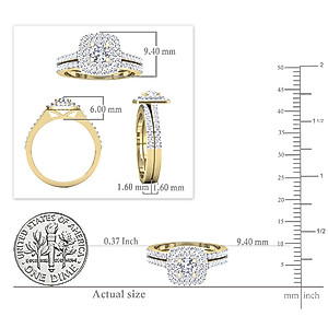 Dazzlingrock Collection Round Cubic Zirconia Double Halo Wedding Ring Set for Women (1.50 ctw, Color White, Clarity Clean) in 10K Yellow Gold, Size 7.5