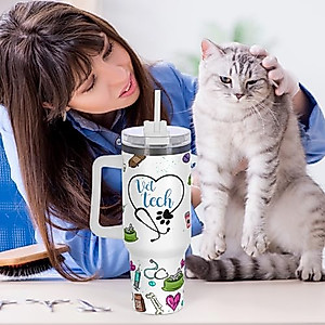 Muwnrol Vet Tech Tumbler - 40 Oz With Handle for Veterinarian, Veterinary Week Gift