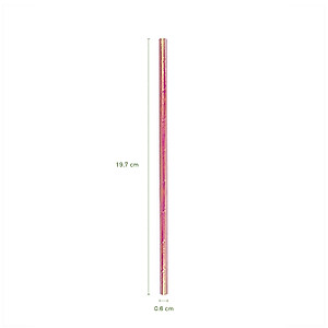 Iridescent Pink Paper Drinking Straws - Box of 100 Biodegradable Pearl Foil Straws for Milk, Juice, Swizzle Sticks for Treat Display Party Decor