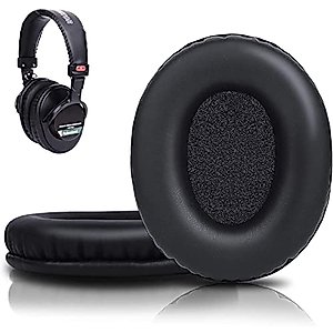 SOULWIT Earpads Replacement for Sony MDR-7506 MDR-V6 MDR-V7 MDR-CD900ST Monitor Headphones, Ear Pads Cushions with Softer Protein Leather, High-Density Foam - Black