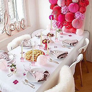 Vixdonos Pink Candlestick Holders Set of 3 Glass Candle Holders for Taper Candles,Pillar Candles and Tealight Candles