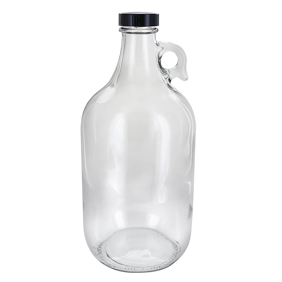 FastRack 64 oz Growler, 1/2 Gallon Glass Beer Growler, Half Gallon Glass Jug, 1/2 Gallon Glass Jug, Set of 6, Comes with 12 Extra Poly Seal Caps & Twin Bubble Airlock and Carboy Bung (Pack of 2)