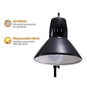 Bostitch Office VLF100 LED Swing Arm Desk Lamp with Clamp Mount, 36" Reach, Includes LED Bulb,Black