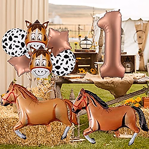 Cowboy Party Balloons First Rodeo Birthday Party Decorations Boy 40 Inch Western Cowboy Horse Themed Balloons For Birthday Party 1st Wild West Party Supplies for Arch Garland Party Baby Shower