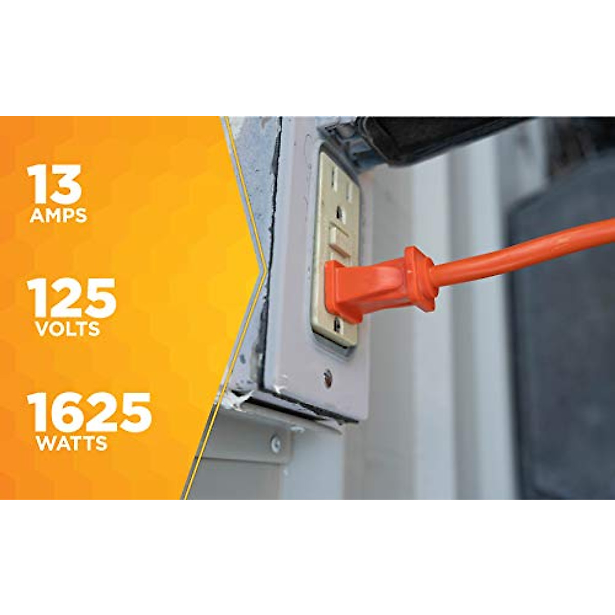 Woods Light Duty Extension Cord, 50Ft, 16 Gauge, General Purpose Cord, SJTW, Orange, 0723