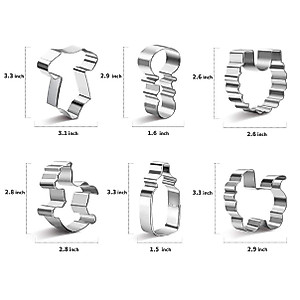 7- Pieces Baby Bottle Baby Clothes Baby Stroller Bell Baby Apron Baby Shower Cookie Cutter Set - Stainless Steel