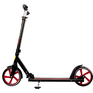 DAKOTT Ferrari Foldable Kick Scooter 2 Wheel, Quick-Release Folding System, Shock Absorption Mechanism, Large 200mm Wheels Scooters for Adults and Teens, Black, (FXA2080BLK)