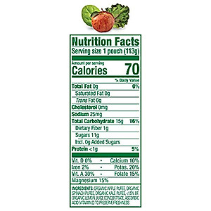 Happy Baby, Organic Stage 2 Food Simple Combos Apples 4oz , Spinach Apple Kale, 64 Ounce (Pack of 2)