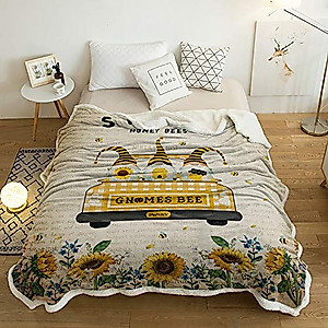 LBDOMOV Warm Soft Fleece Throw Blanket, Sweet Honey Bees Truck Loads Gnomes - Cozy Plush Lightweight Blanket | Winter Couch Bed Sofa Decorative Microfiber Fleece Throws, 39" x 49"