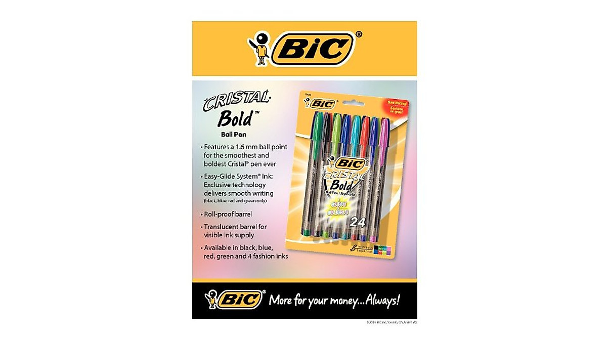 BIC Cristal Bold Ball Pen 24pk - Smooth Writing