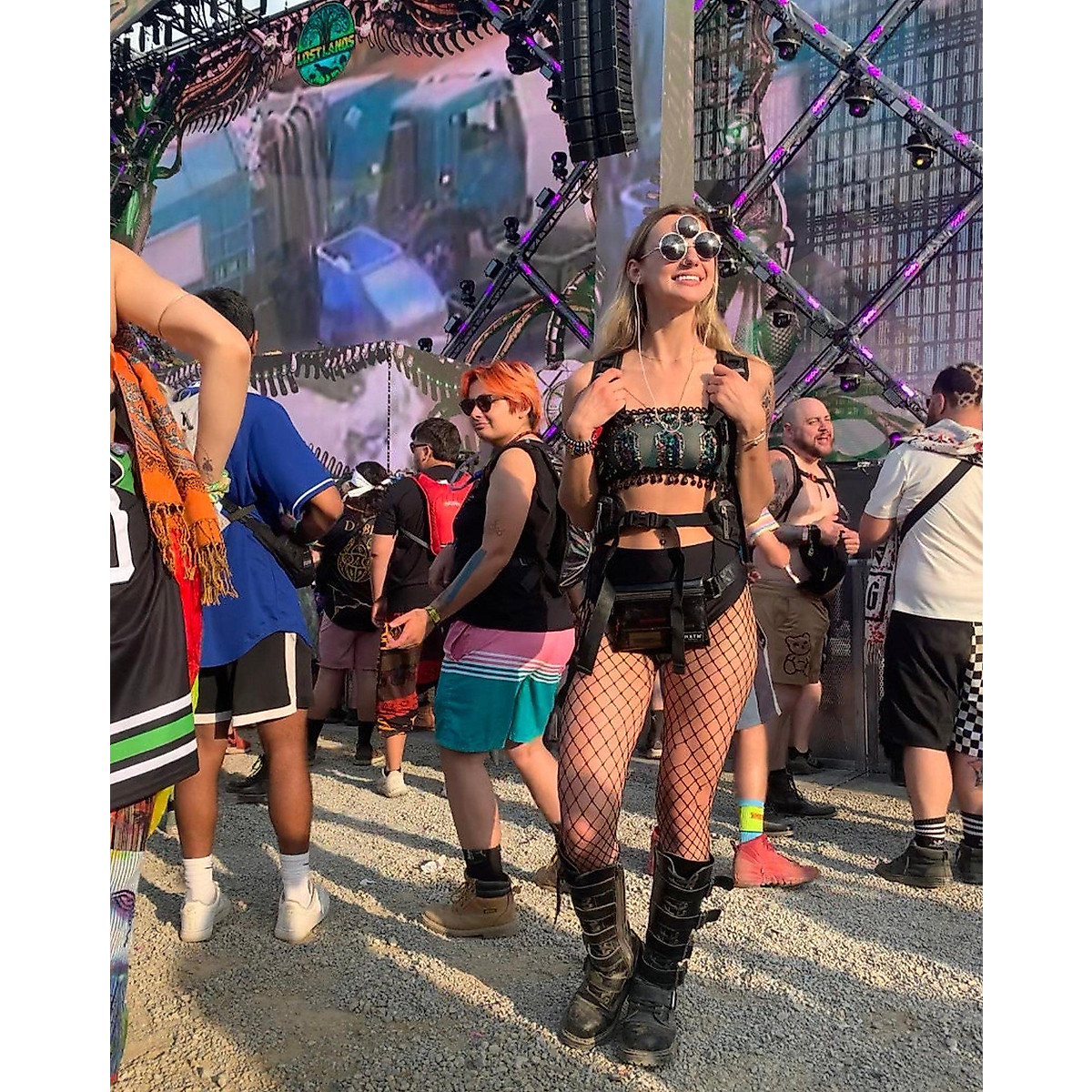 Trippy Lights Third Eye Sunglasses Reflective Mirrored Black Lens Black Frames