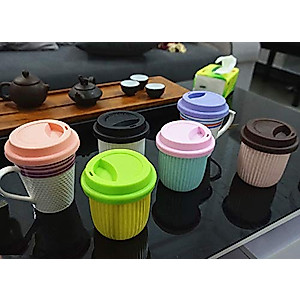 Silicone Drinking Lid Spill-Proof Cup Lids Reusable Coffee Mug Lids Coffee Cup Covers - White 6pcs