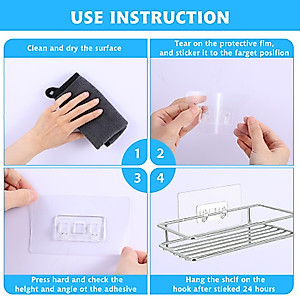 8 Pcs Shower Caddy Adhesive Hooks Replacement, Corner Shower Caddy Adhesive Sticker Hooks, No Drilling Transparent Bathroom Shelf Basket Soap Dish Hanging Hooks Kitchen Racks Accessories