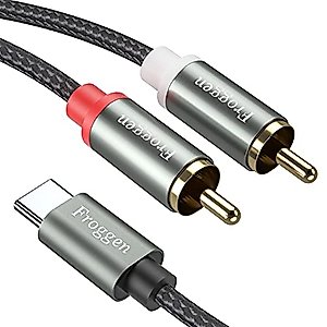 Froggen USB C to 2 RCA Audio Cable, RCA Cables Type-C to 2 Male RCA to USB C for i-Pad, Phone, Laptop, Tablet, Galaxy, Pixel, Home Theater, DVD, Amplifier, Speaker, Car Stereo