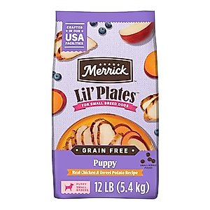 Merrick Lil’ Plates Premium Grain Free Dry Puppy Food for Small Dogs, Real Chicken and Sweet Potato Kibble - 12.0 lb. Bag