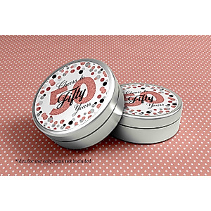 Confetti Rose Gold Polka Dot 50th Birthday Party Sticker Labels, 40 2" Party Circle Stickers by Amanda Creation, Great for Party Favors, Envelope Seals & Goodie Bags