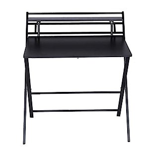 FeiFei66 Folding Laptop Table, Folding Study Desk with Shelf for Small Space, Home Office Simple Computer Writing Table No Assembly Required