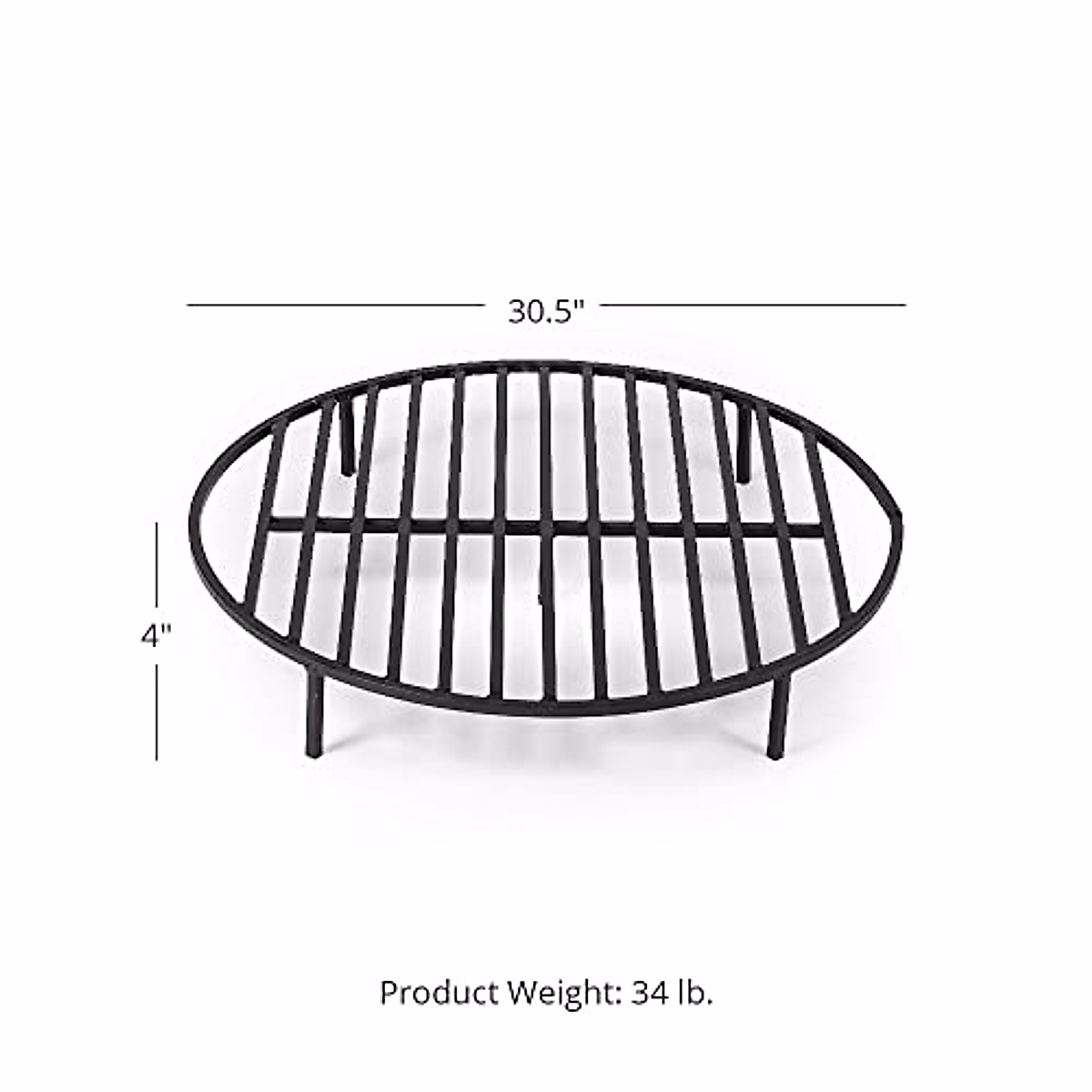 TITAN GREAT OUTDOORS Round 30.5in Fire Pit Grate, Heavy Duty 1/2in Steel Elevated Log Wood Pit Grate, Burning Fireplace and Firepits