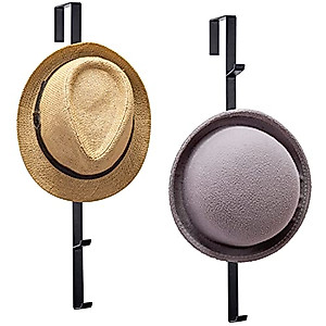 MyGift Black Metal Over The Door Hooks Heavy Duty Hanger for Hats, Coat, Scarf, and Purse, Door Hanging Rack with 5 Hooks, Set of 2