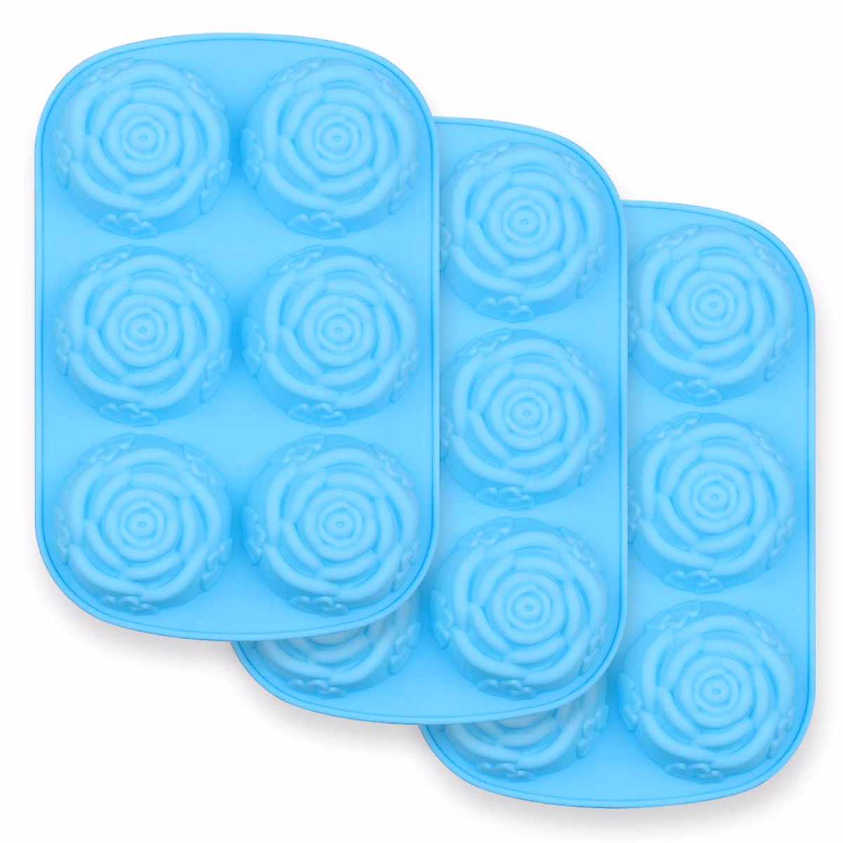 homEdge 6-Cavity Silicone Flowers Shaped Mold, Set of 3PCS Non Stick Silicone Jumbo Rose Mold for Candy Chocolate Jelly, Ice Cube – Roses