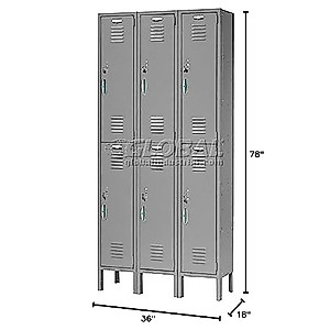 GLOBAL INDUSTRIAL Double Tier Locker 12x18x36 6 Door, Unassembled, Gray