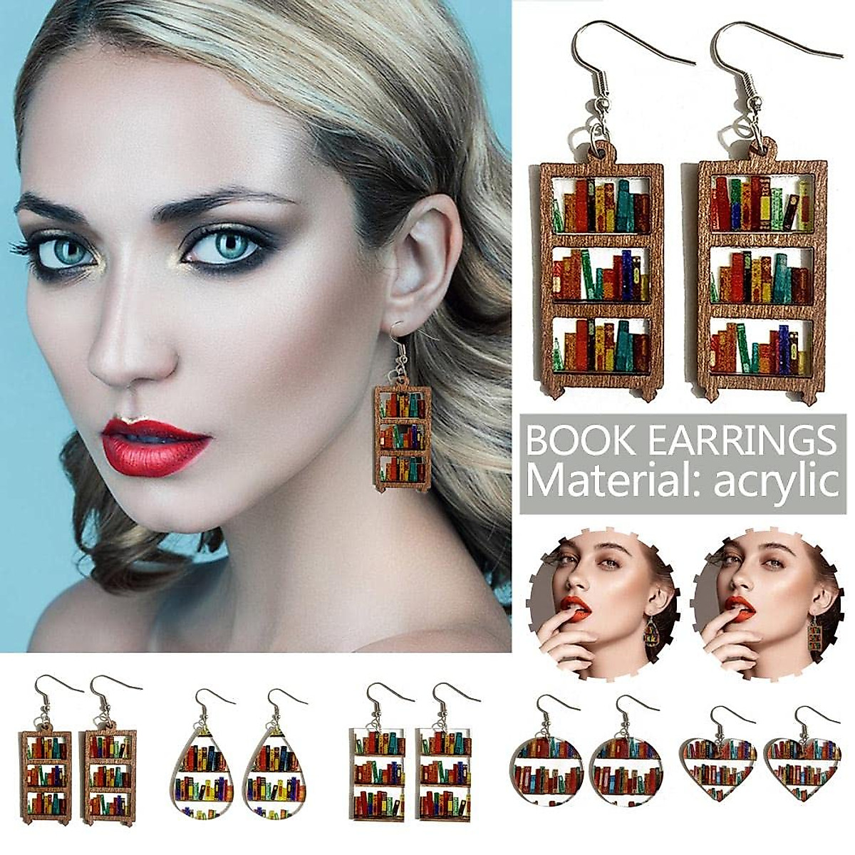 Acrylic Bookcase Earrings Dangle Book Shelves Earrings for Graduation Teachers Student Gift