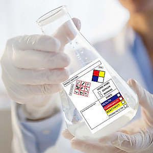 Aleplay SDS OSHA Data Labels for Chemical Safety 3×4 Inch MSDS Stickers with GHS Pictograms HMIS & Hazard Compliant Secondary Containers, 100 Stickers Per Roll