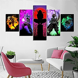 Japanese Anime Poster Canvas Wall Art One Piece 5 Pieces HD Pictures Print for Living Room Home Bedroom Playroom Decor Gougind