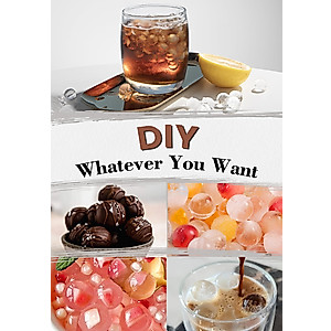 DOQAUS Round Ice Cube Trays with lid and Bin, 2 Pack Easy Pop Out Ice Trays for Freezer with Cover, Compact Circle Ice Cube Trays for Frezzer, Sphere Ice Cube Tray with Storage Ice Bucket Kits, Scoop