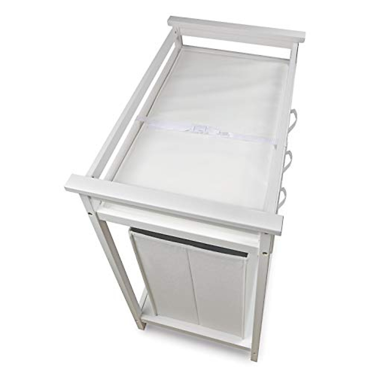 Modern Baby Changing Table with Laundry Hamper, 3 Storage Baskets, and Pad