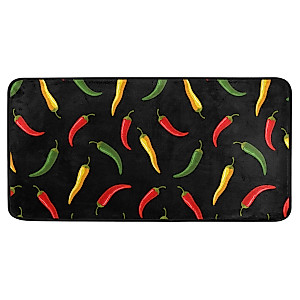 susiyo Anti fatigue Kitchen Mat Red Green Yellow Chili Pepper Kitchen Floor Mat Non Slip Kitchen Rugs Cushioned Comfort Standing Mat Area Rugs Indoor Outdoor Entry Rug Floor Carpet?for Home 39x20 in