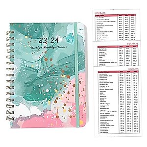 Academic Diary 2023-2024 Mid Year Diary July 2023-June 2024 A5 Week to View Twin-Wire Binding Weekly Planner with Hardcover Style 1