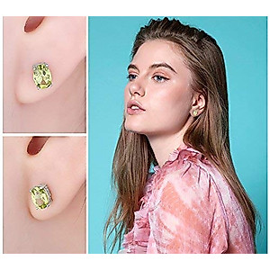 JewelryPalace Natural Garnet Peridot Amethyst Citrine Blue Topaz Birthstone Stud Earrings for Women, 14k Gold Plated 925 Sterling Silver Earrings for Women, Hypoallergenic Earrings for Girls Sets