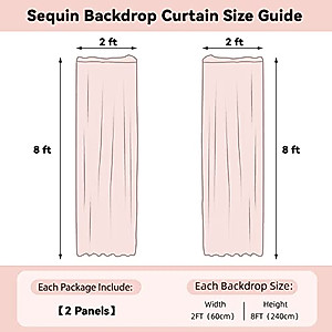 Sugargirl Rose Gold Sequin Backdrop Curtain 2 Panels 2FTx8FT Glitter Rose Gold Background Drapes Sparkle Photography Backdrop for Party Wedding Birthday Wall Decoration