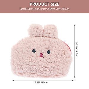 Rabbit Coin Purse Small Plush Purse Zipper Money Wallet Stuffed Handbag for Girls Women Birthday Easter Christmas Party Pink