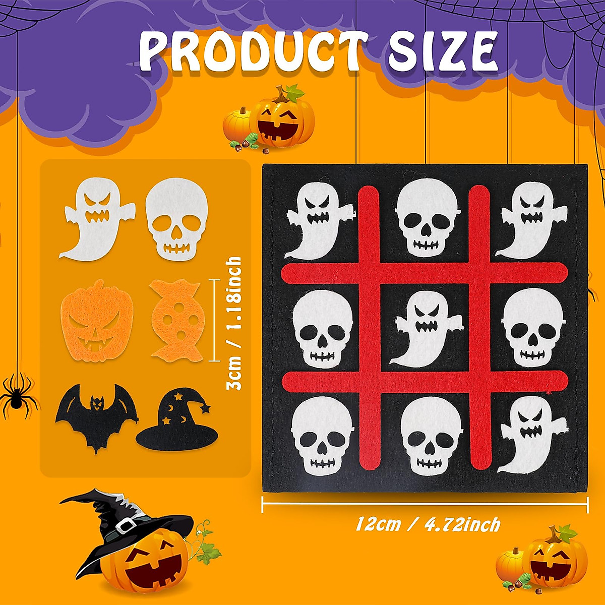 SRENJU SINU 12 Pack Halloween Party Favors Tic Tac Toe Board Games for Kids 4-8 8-12, Halloween Treats Non Candy Goodie Bag Stuffers, Bulk Toys Gifts for Boys Girls Classroom