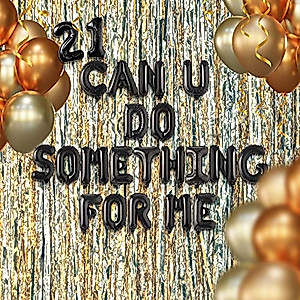 Generic 21st Birthday Balloon Banner, Black Color Scheme, Includes 1 Golden Ribbon and 2-3 Plastic Straws