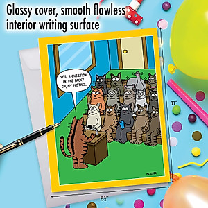 NobleWorks - Jumbo Birthday Greeting Card (8.5 x 11 Inch) - Cartoon Humor, Notecard with Envelope - Cat Question J3674BDG-US