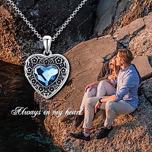 AOBOCO Heart Locket Necklace That Holds Pictures Sterling Silver Cherry Blossom Flower Lockets Jewelry for Women - Always in My Heart