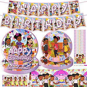 82pcs Happy Birthday Party Decorations Tableware Set for 20 Guests, Party Supplies includes Banner Plates Napkins Tablecloth Birthday Party Decorations