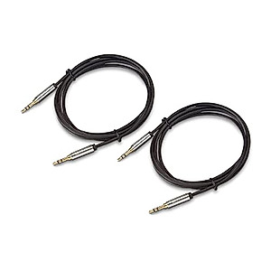 Amazon Basics 2-Pack 3.5mm Aux Audio Cable for Stereo Speaker or Subwoofer with Gold-Plated Plugs, 4 Foot, Black
