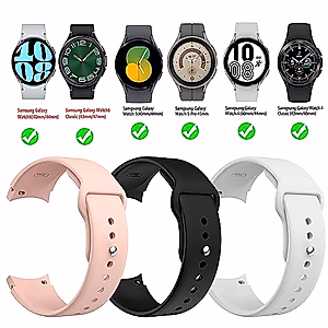 Sport Bands for Samsung Galaxy Watch 7/6/5/4/FE Band 40mm 44mm/Watch 6 Classic 47mm 43mm/Watch 4 Classic 46mm 42mm Women/Men,Silicone Strap for Samsung Watch 5 Pro 45mm,No Gap replacement Wristband