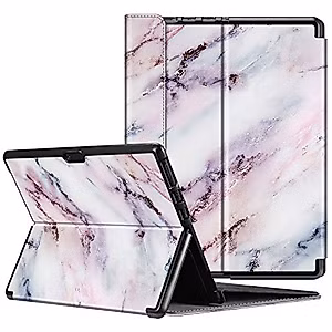 Fintie Case for Microsoft Surface Pro X (2021/2020/2019) - Hard Shell Slim Portfolio Cover Compatible with Type Cover Keyboard for 13 Inch New Surface Pro X (SQ1/SQ2), Marble Pink