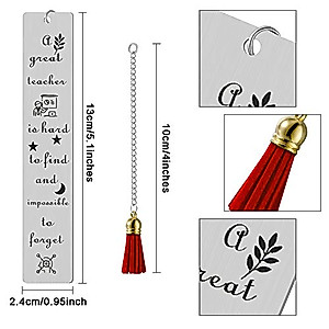 5 Pieces Teacher Bookmark Metal Teachers Appreciation Bookmark Thank You Present with Pendants Classic Bookmarks Christmas Present for Teacher Graduation Present (Gray)