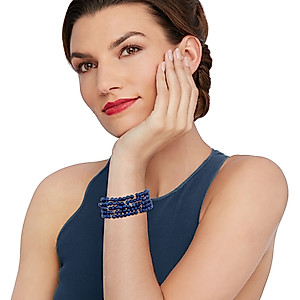 Ross-Simons Blue Lapis Jewelry Set: 5 Bead Stretch Bracelets With 14kt Yellow Gold