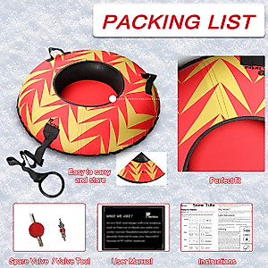 PHETEA Foldable Inflatable Snow Tubes for Sledding Heavy Duty,Towable Snow Tube for Kids and Adults.Commercial Snow Tube,Red