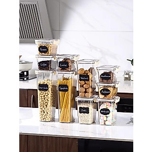 Blue Boat Airtight 16 PCS Food Storage Containers Set with Lids, BPA Free Plastic Kitchen Pantry Organizers, Food Canisters for Cereal, Flour, Sugar, Pasta, Dry Food, Include Labels & Marker