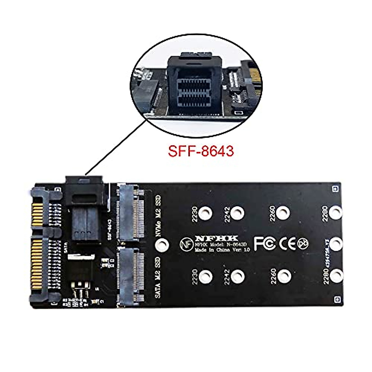 NFHK SFF-8643 to U2 Kit NGFF M-Key to HD Mini SAS NVME PCIe SSD SATA Adapter for Motherboard
